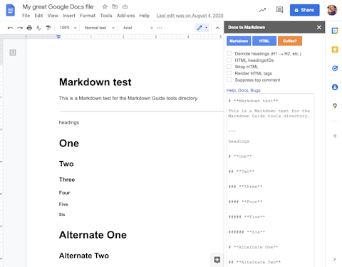 Google Docs to Markdown Markdown Reference | Markdown Guide
